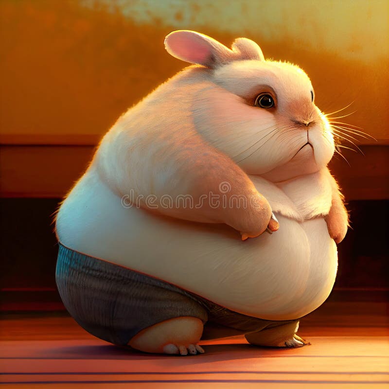 Cute Fat Cartoon Style Rabbit Concept Made with Generative AI Stock ...