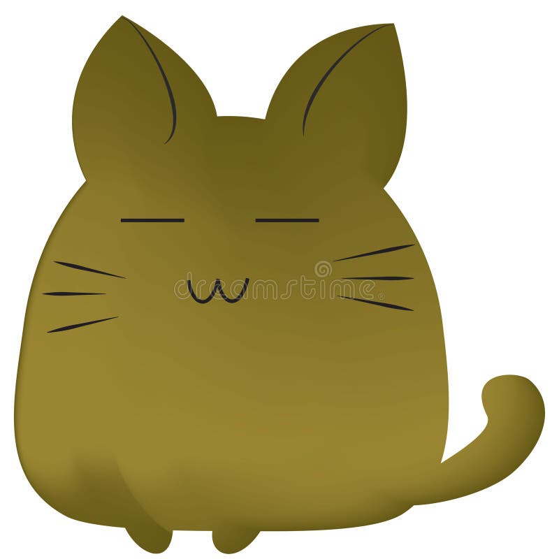 Cute Fat Cat with Golden Yellow Pointed Ears Stock Vector ...