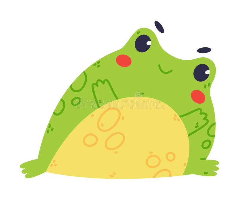 Cute Fat Green Frog or Toad Character Stretching Vector Illustration ...