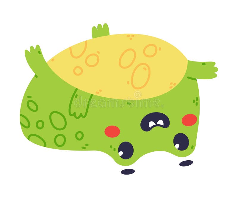Cute Fat Green Frog or Toad Character Upside Down Vector Illustration ...