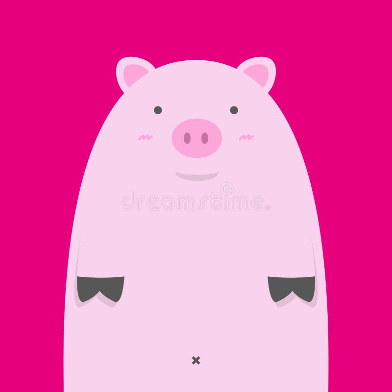 Cute fat pink pig stock vector. Illustration of graphic - 78237696