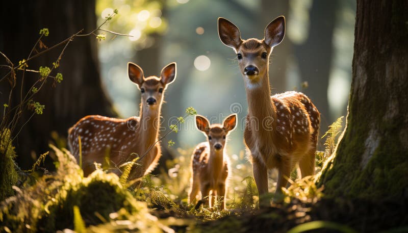 Cute Fawn Standing in Grass, Looking at Camera Generated by AI Stock ...