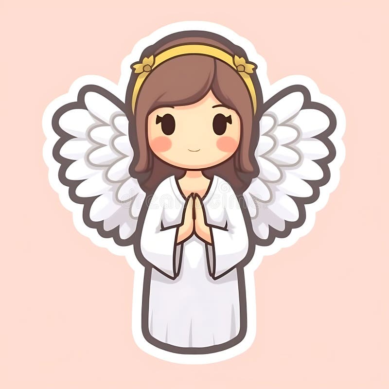 Cute Female Angel Character with Wings and a Serene Expression. Stock ...