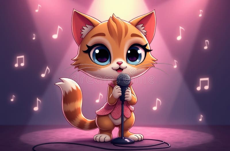 Cute Female Cat Singer at 21-12-2024 Stock Illustration - Illustration ...