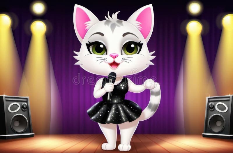 Cute Female Cat Singer at 21-12-2024 Stock Illustration - Illustration ...