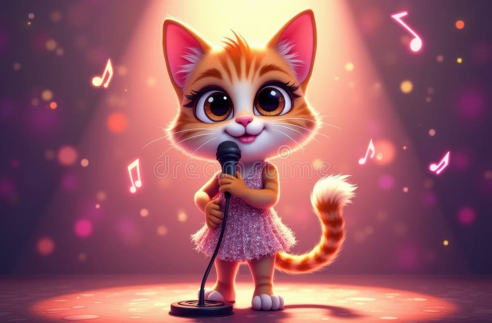 Cute Female Cat Singer at 21-12-2024 Stock Illustration - Illustration ...