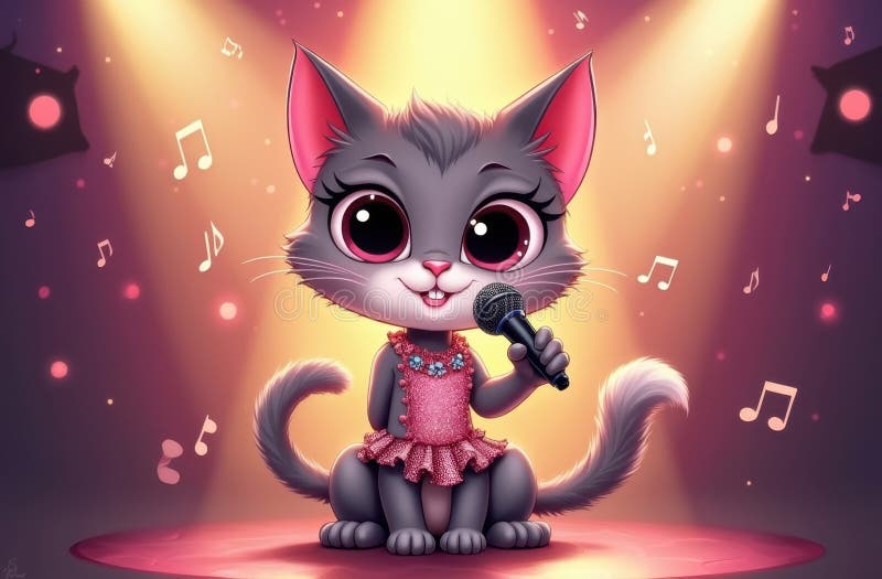 Cute Female Cat Singer at 21-12-2024 Stock Illustration - Illustration ...