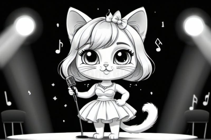Cute Female Cat Singer at 21-12-2024 Stock Illustration - Illustration ...