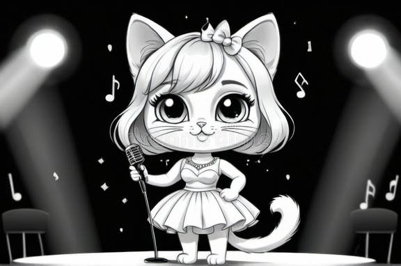 Cute Female Cat Singer at 21-12-2024 Stock Illustration - Illustration ...