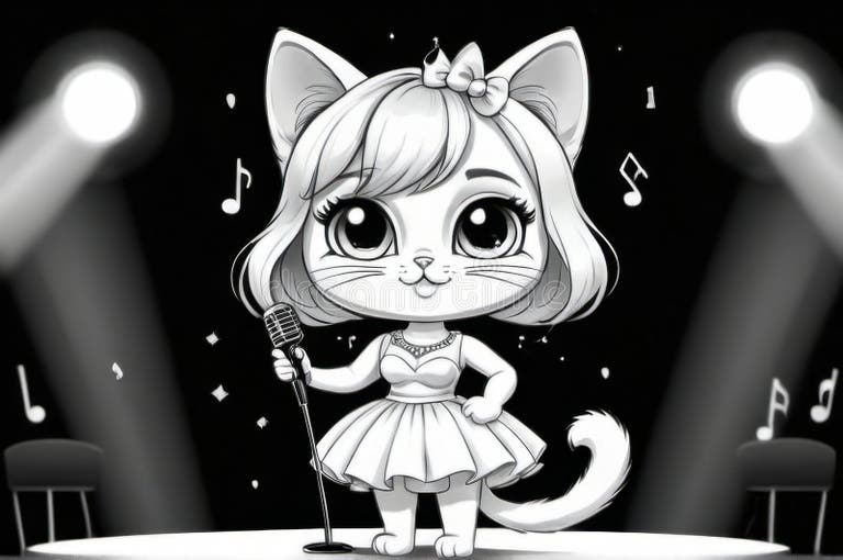 Cute Female Cat Singer at 21-12-2024 Stock Illustration - Illustration ...