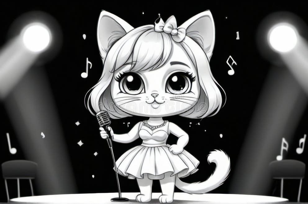 Cute Female Cat Singer at 21-12-2024 Stock Illustration - Illustration ...