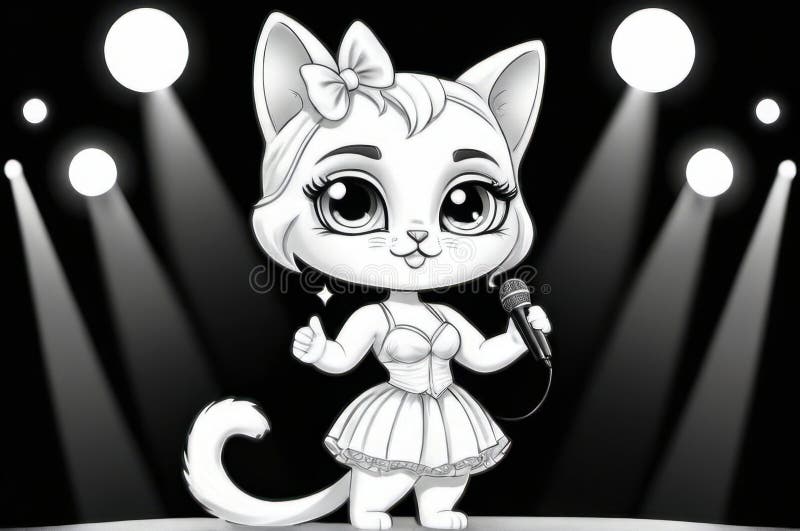 Cute Female Cat Singer at 21-12-2024 Stock Photo - Image of backdrop ...