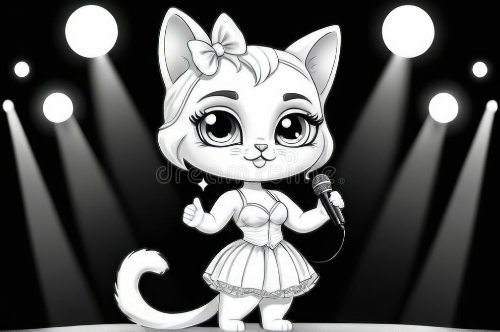 Cute Female Cat Singer at 21-12-2024 Stock Illustration - Illustration ...