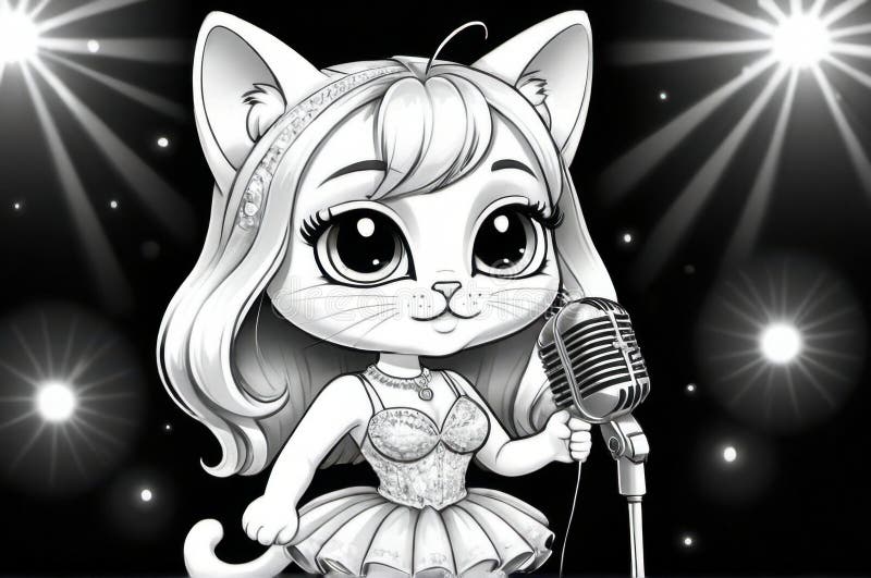 Cute Female Cat Singer at 21-12-2024 Stock Illustration - Illustration ...