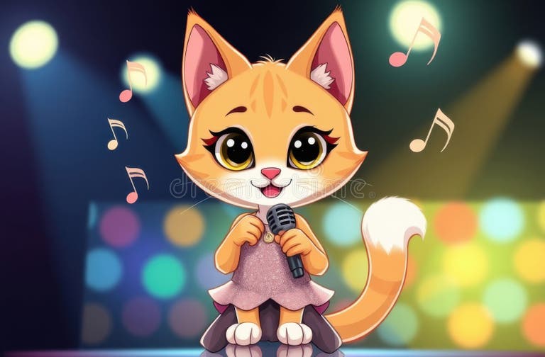 Cute Female Cat Singer at 21-12-2024 Stock Illustration - Illustration ...
