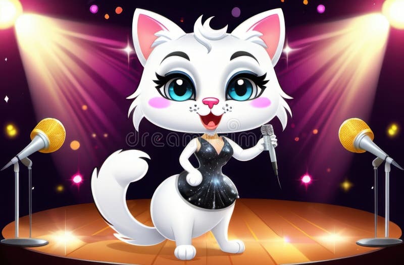 Cute Female Cat Singer at 21-12-2024 Stock Illustration - Illustration ...