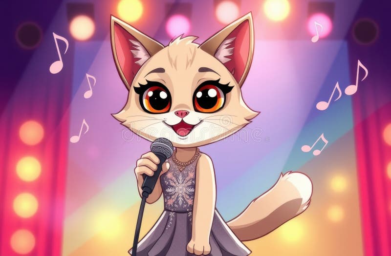 Cute Female Cat Singer at 21-12-2024 Stock Illustration - Illustration ...