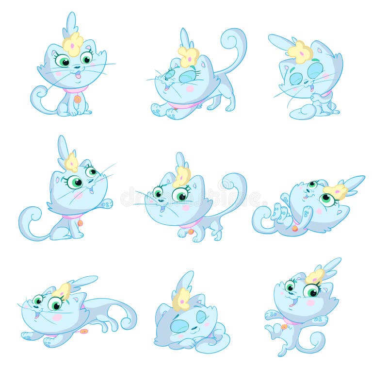 Cute female cats stock vector. Illustration of pencil - 15658181