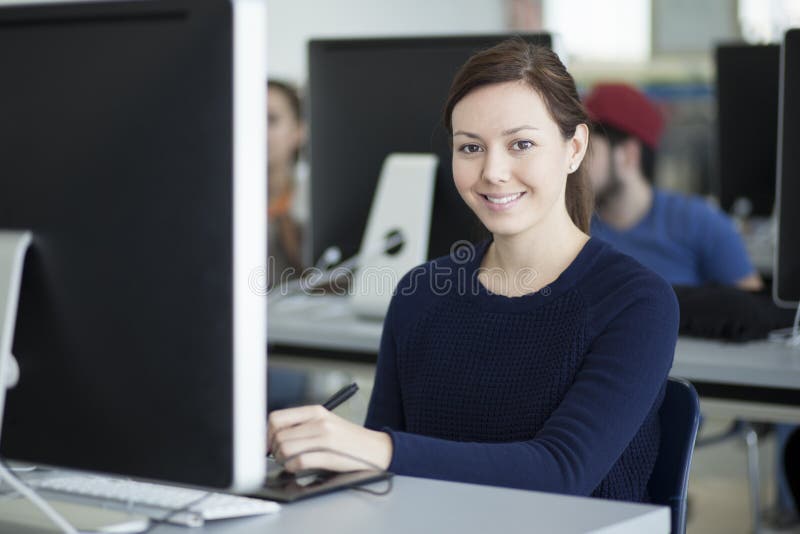 Cute Female Designer at Work Stock Photo - Image of study, school: 34348992