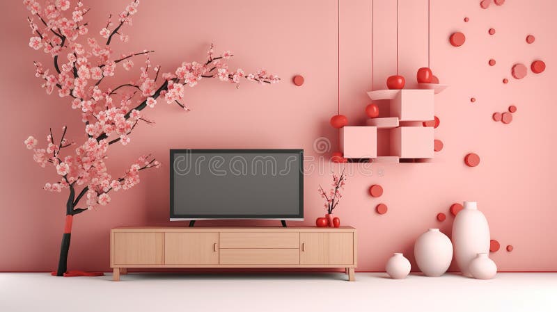 A Cute Female Inspired Tv Room Mockup, Ai Generated Image Stock ...