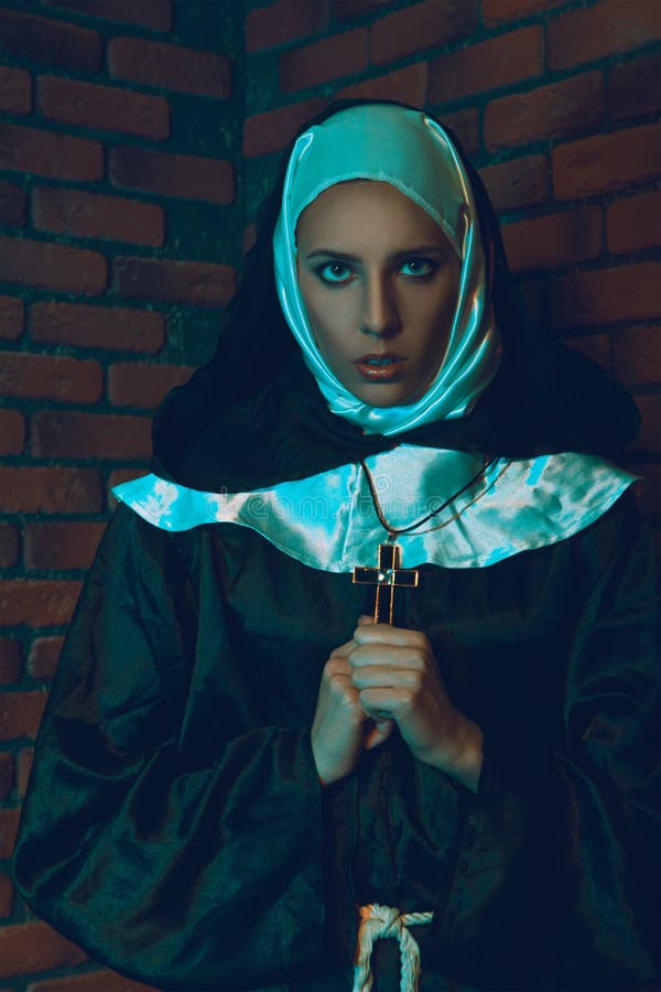 Cute Female Monk Looking at Camera Stock Image - Image of people ...