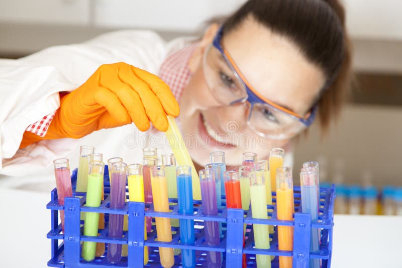 Cute Female Researcher in Laboratory Stock Image - Image of female ...