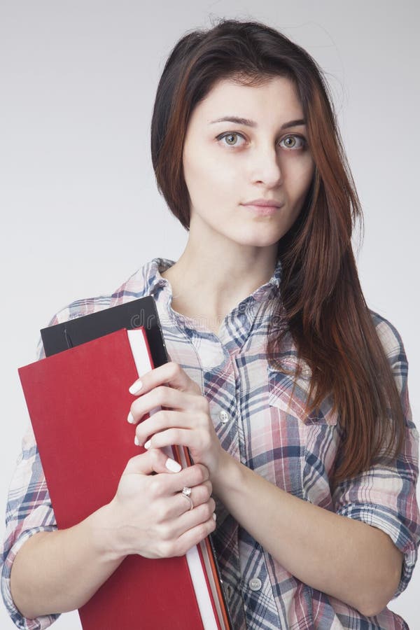 Cute Female Student with Books (education, Science,Â Self Devel Stock ...