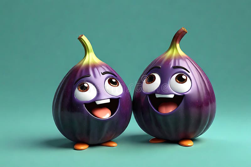 A Cute Fig As a 3D Rendered Character Over Solid Color Background ...