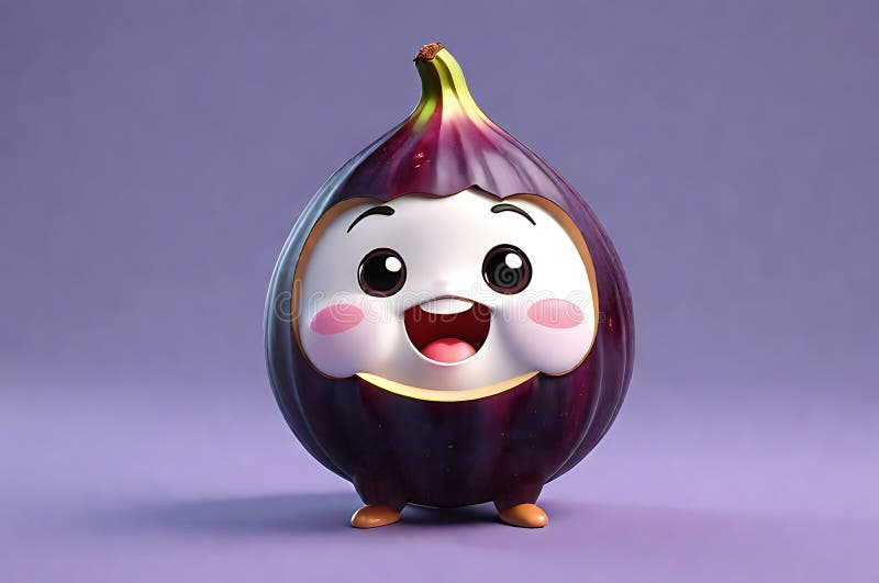 A Cute Fig As a 3D Rendered Character Over Solid Color Background ...