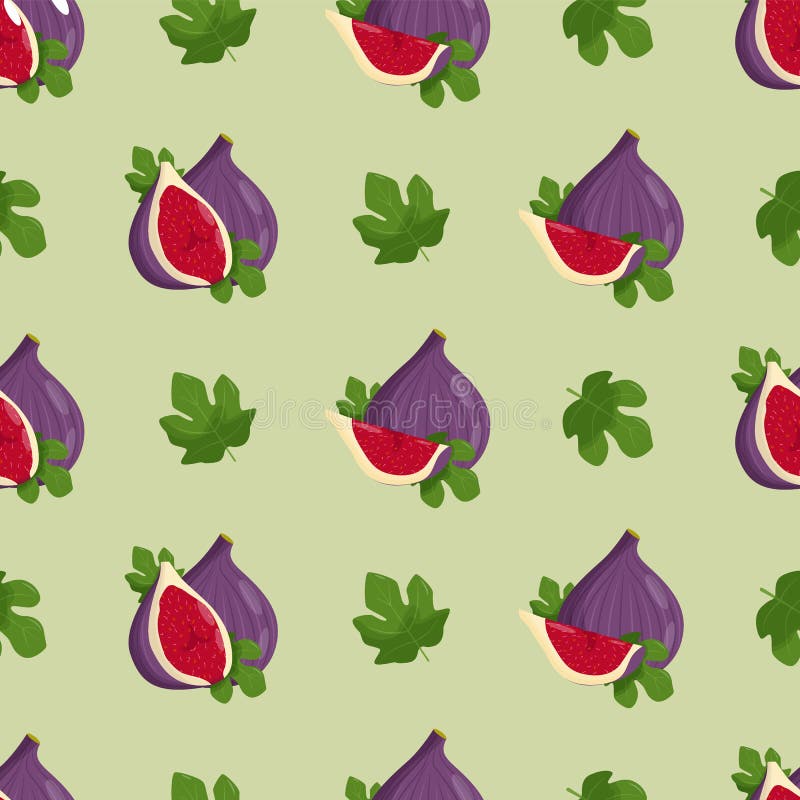 Cute Fig Seamless Pattern. Flat Vector Illustration Stock Vector ...