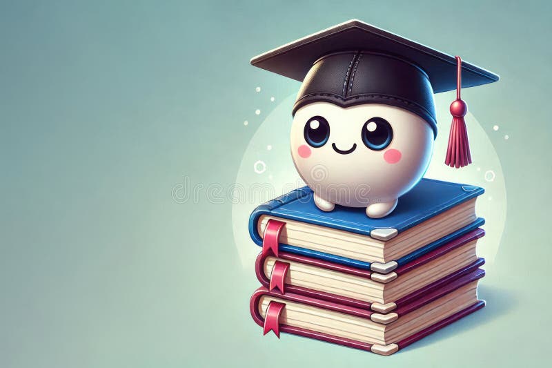 Happy Graduate Cartoon Character Stack Books Stock Photos - Free ...