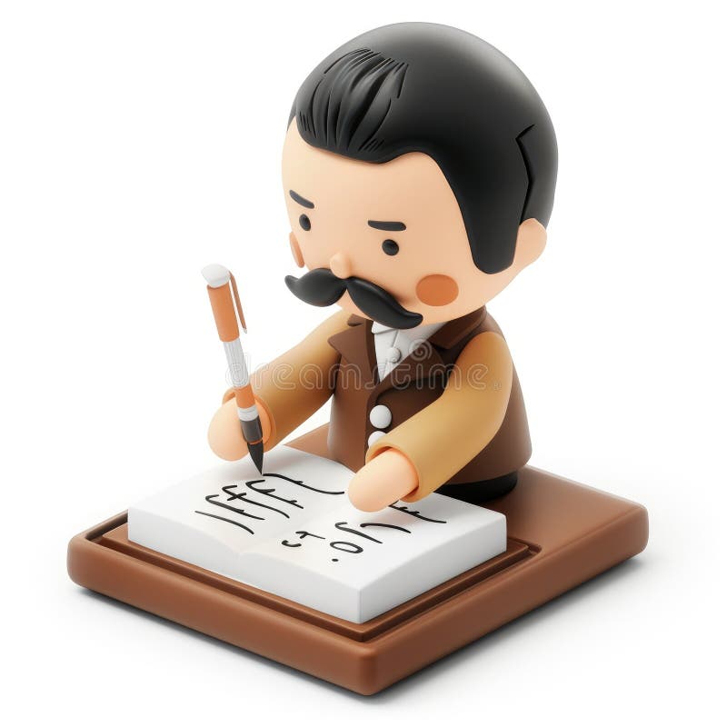 Charming Cartoon Man Writing on Notepad Stock Illustration ...