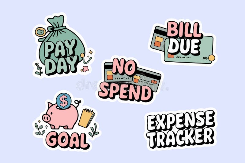 Cute Financial Planner Stickers Stock Vector - Illustration of drawing ...