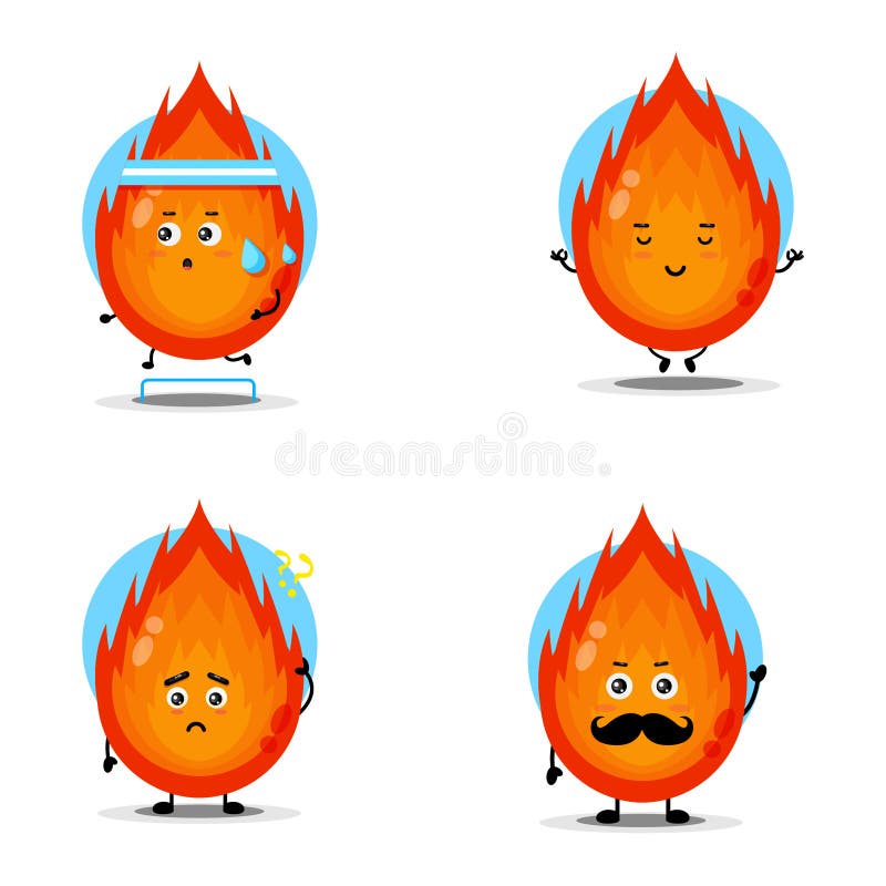 Cute Fire Character Collection Stock Vector - Illustration of vector ...