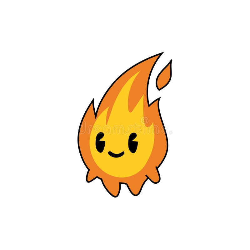 Cute Fire Creature. Little Flame Character. Blazing Spark Vector. Warm ...