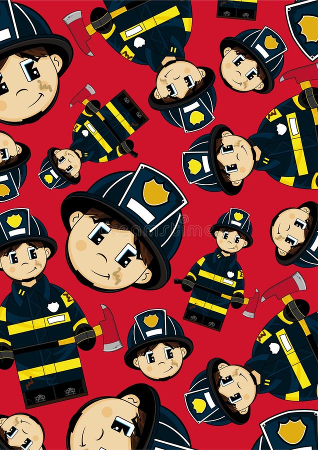 Cute Fireman - Firefighter Pattern Stock Vector - Illustration of ...
