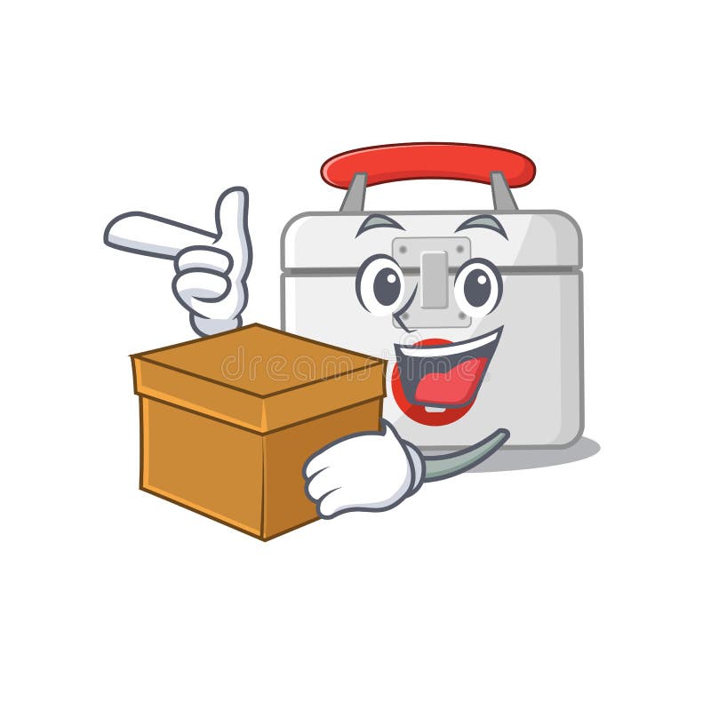 Cute First Aid Kit Cartoon Character Having a Box Stock Vector ...