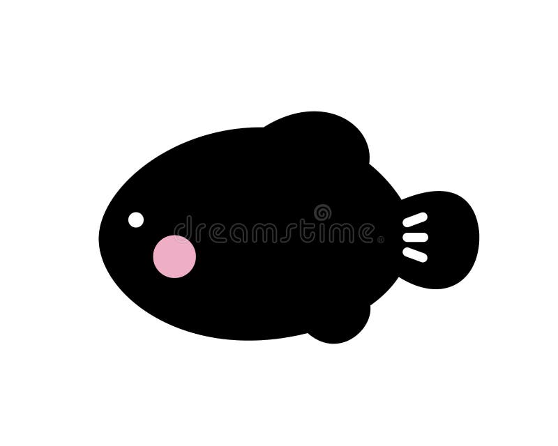Icon of Cute Fish with Blush on White Stock Illustration - Illustration ...