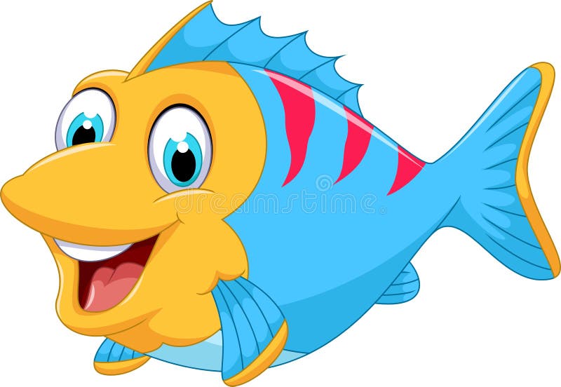 Cute yellow fish cartoon stock illustration. Illustration of colorful ...