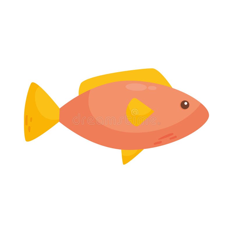 Cute Fish Icon Swimming Nature Stock Vector - Illustration of animal ...