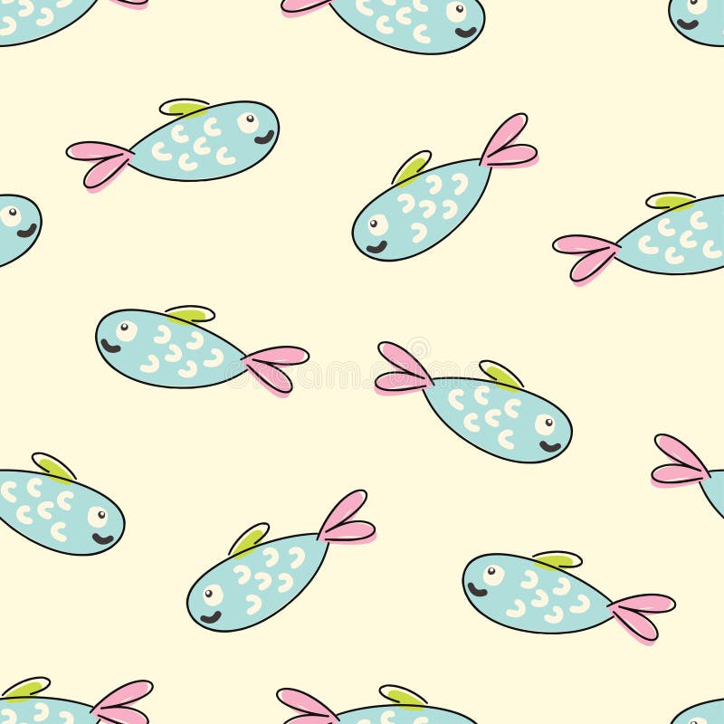 Cute Fish Kids Seamless Pattern Design, Textile Fabric Print or ...