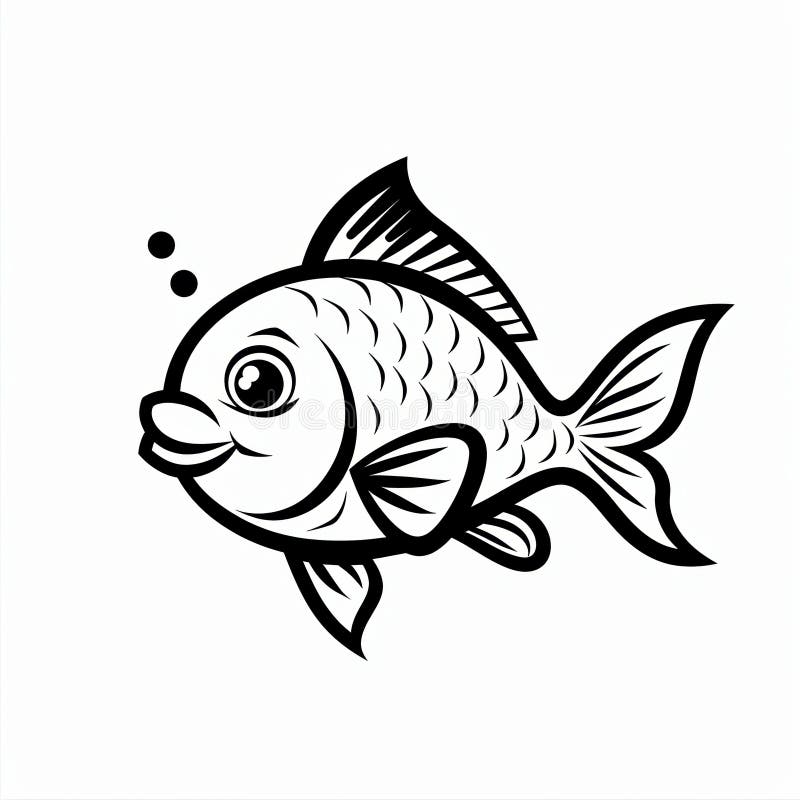 Cute Fish Outline Logo in Flat Vector Design Style Stock Illustration ...