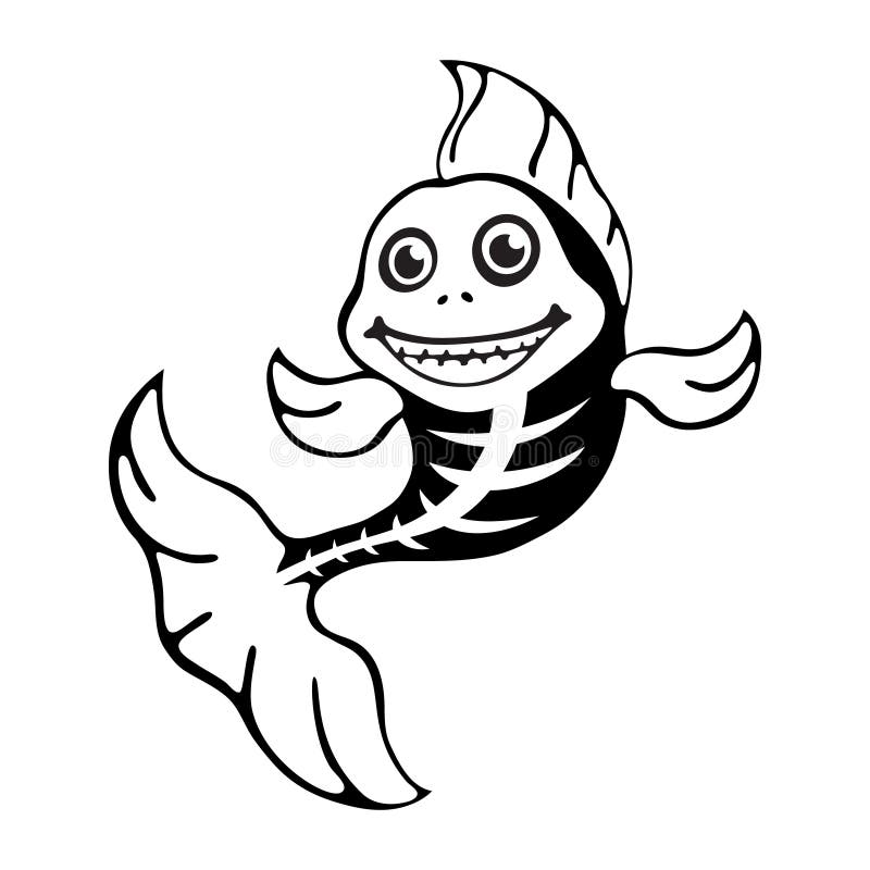 Cute Fish Skeleton. Halloween Template for Print, Pattern Stock ...