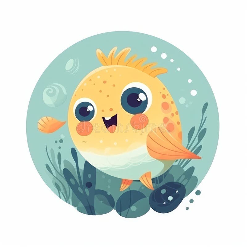 A Cute Fish Smile on White Background Image Generative AI Stock ...