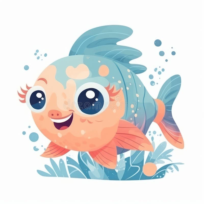 A Cute Fish Smile on White Background Image Generative AI Stock ...