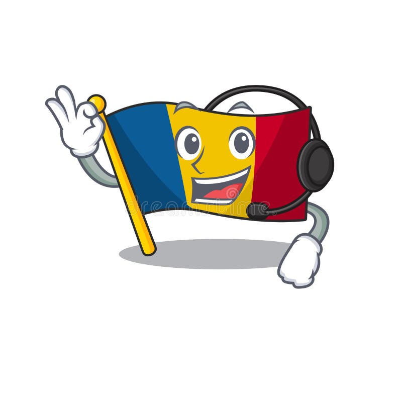 Cute Flag Chad Scroll Cartoon Character Design Wearing Headphone Stock ...