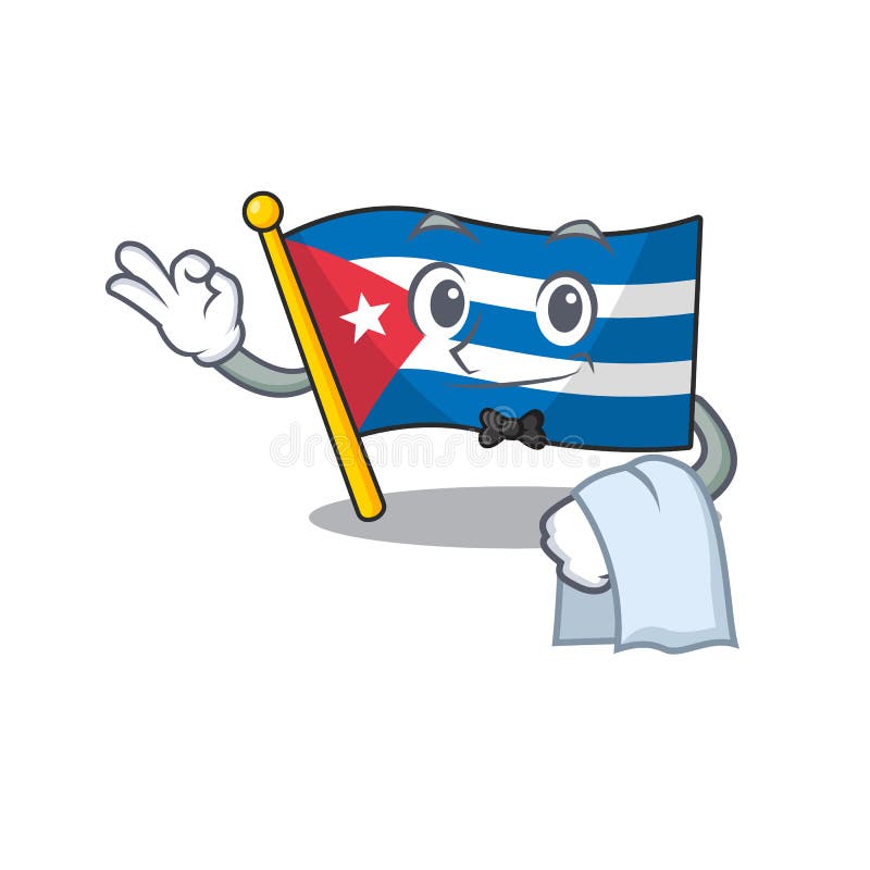 Cute Flag Cuba Scroll Character Stand As a Waiter Look Stock Vector ...