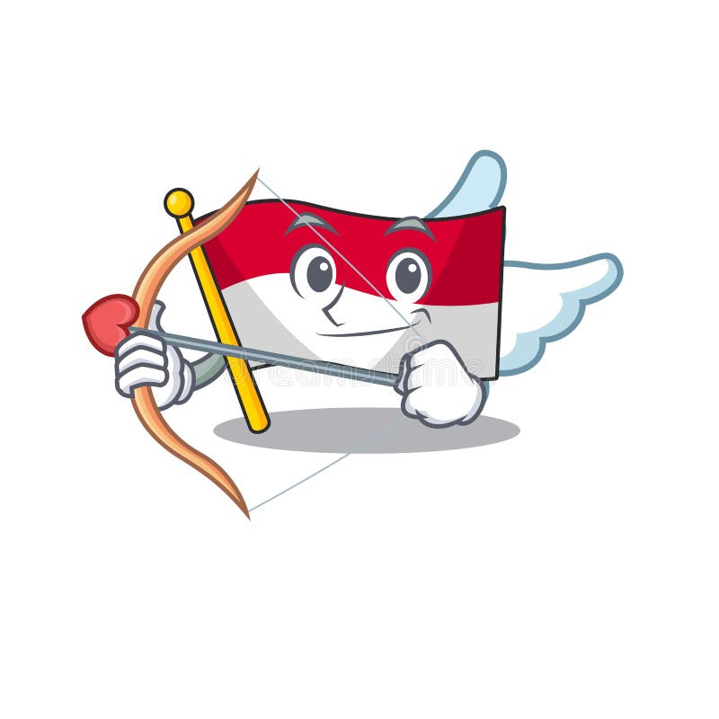 Cute Flag Monaco Scroll Cupid Cartoon Character with Arrow and Wings ...