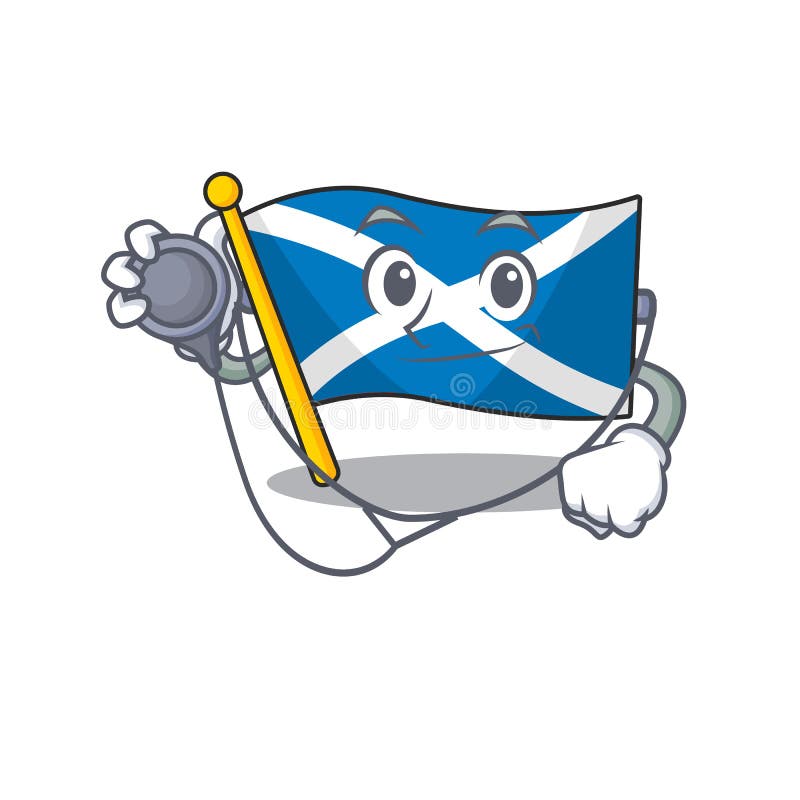 Cute Flag Scotland Scroll Cartoon Character in a Doctor with Tools ...