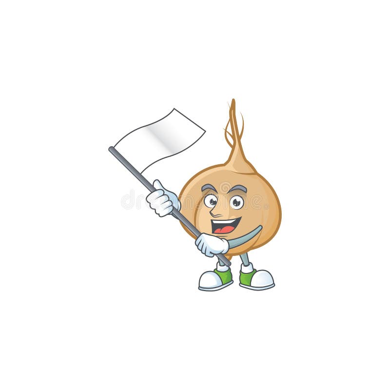Cute Flag Standing with Jicama Cartoon Character Style Stock Vector ...